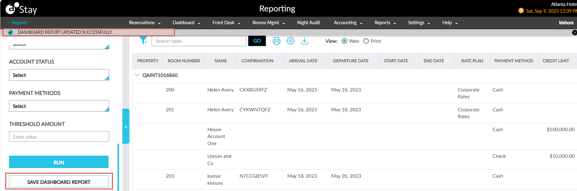 Save Custom Reports in Dashboard